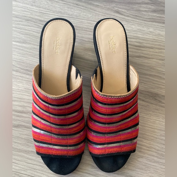 Botkier | Shoes | Botkier Posie Heeled Mules Suedeleather Metallic ...